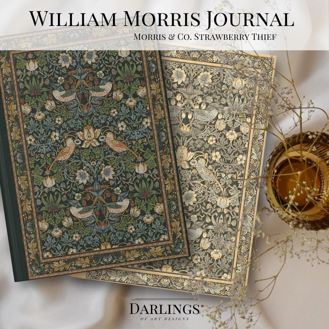 William Morris Journal Art Nouveau Flower Notebook Burgundy Antique ...