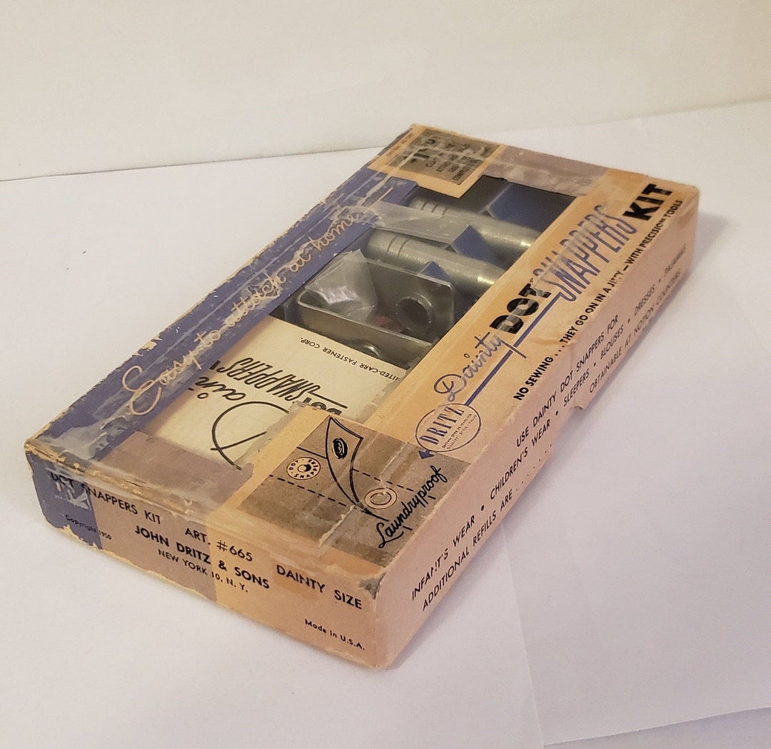 Vintage FABRIC SNAPS SEWING Tool Dritz Dainty Dot Snappers Snaps Kit ...