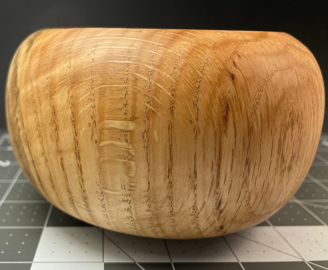 Wood Bowl W/ Lid Closed Form Sculpture Art Piece 6.5”x3.5” Red Oak ...