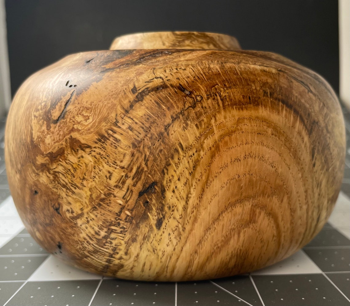 Wood Bowl W/ Lid Closed Form Sculpture Art Piece 6.5”x3.5” Red Oak ...
