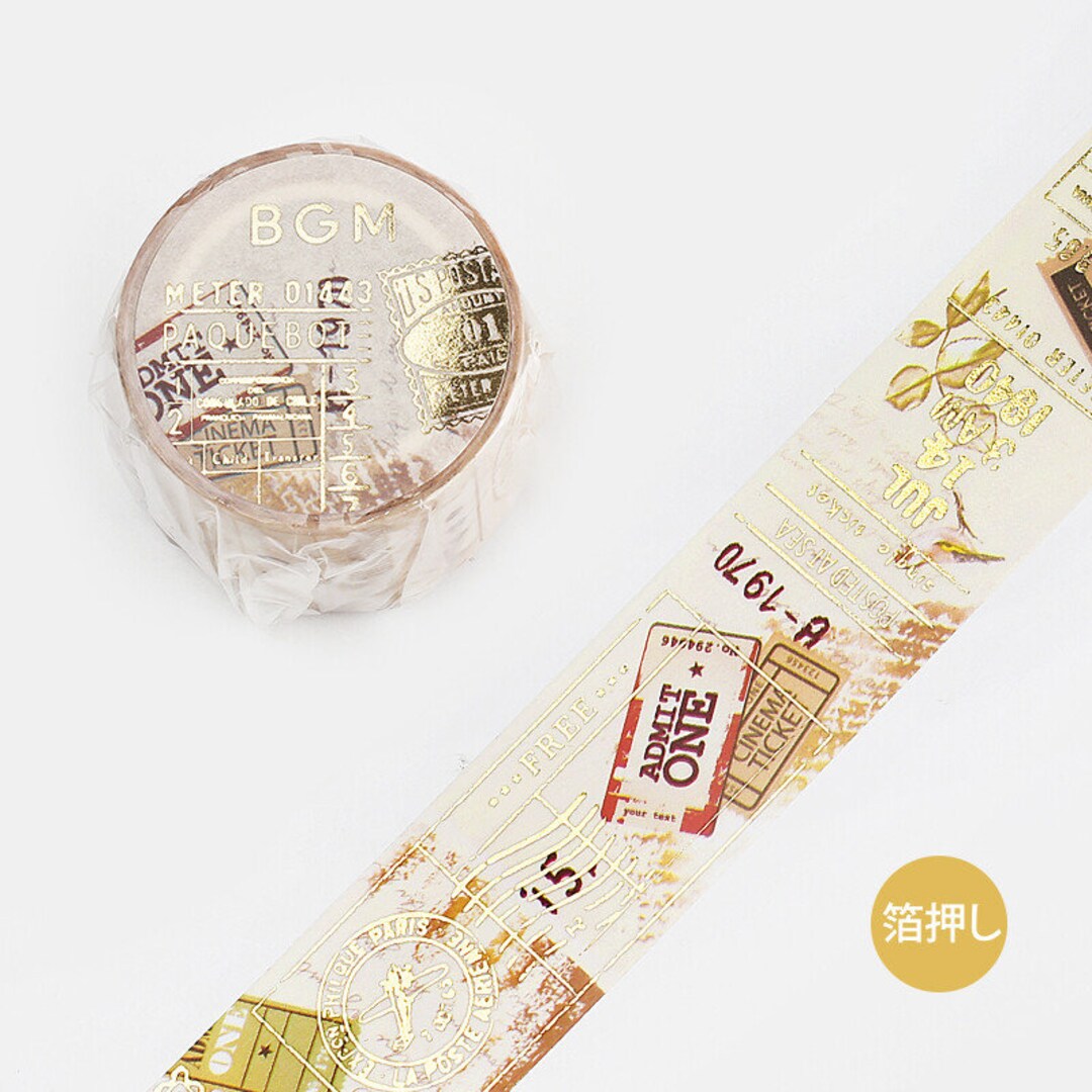 Ticket Style Masking Tape With Gold Foil BGM Washi Tape Ticket Design ...