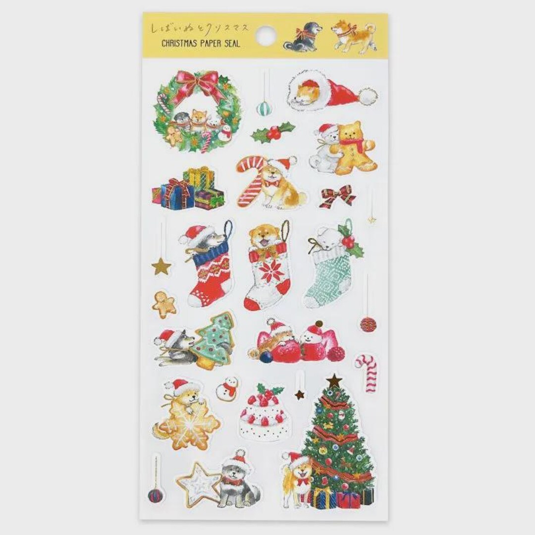 Shiba Inu Christmas Stickers | Japanese Artists Natsuki Illustrations ...