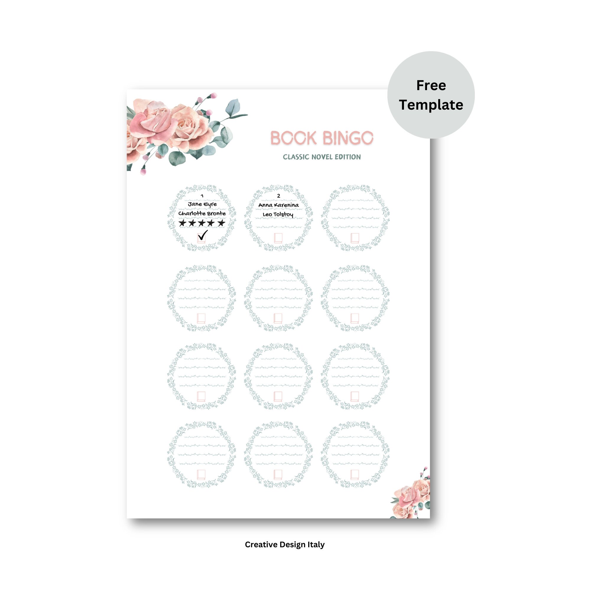 Classic Novels Book Bingo Printable PDF for Reading Challenge and ...