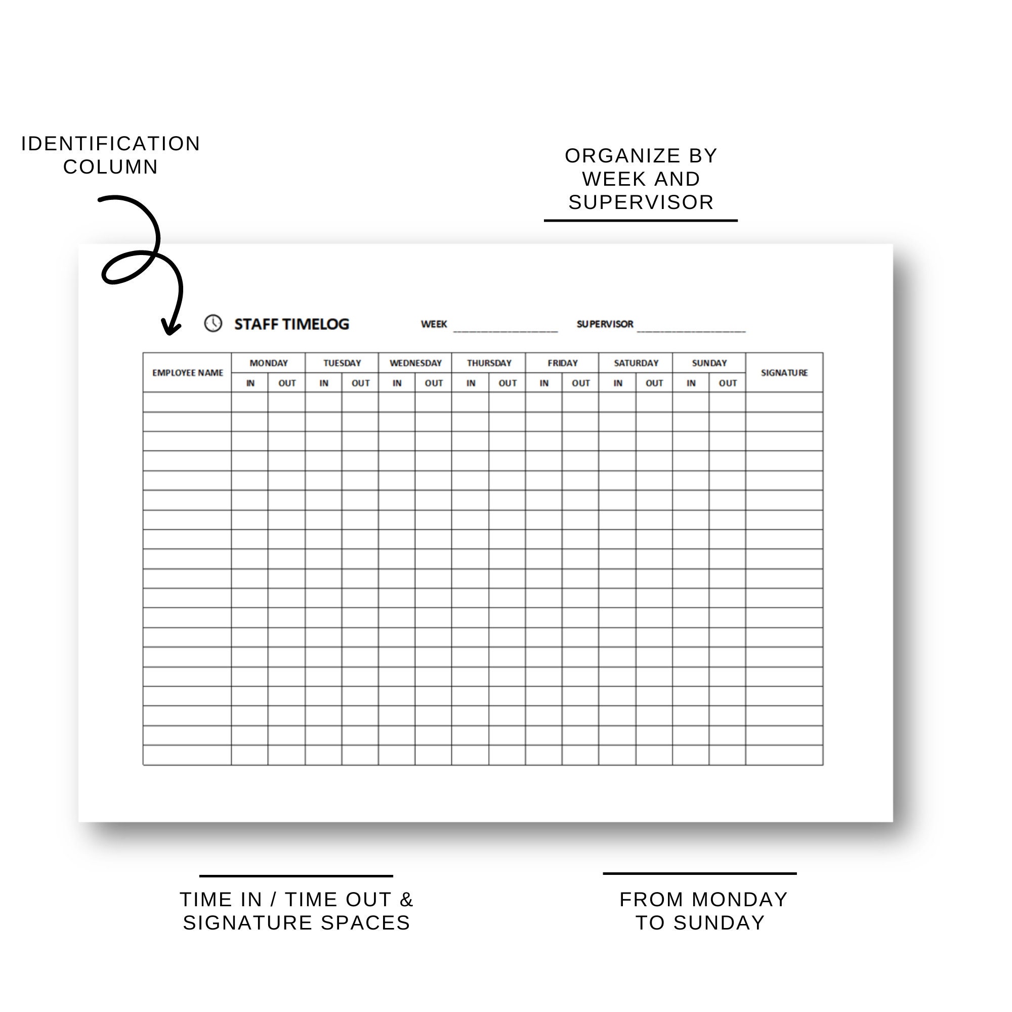 Staff Timelog Sign-in / Sign-out Sheet Employee Attendance Sheet - Etsy