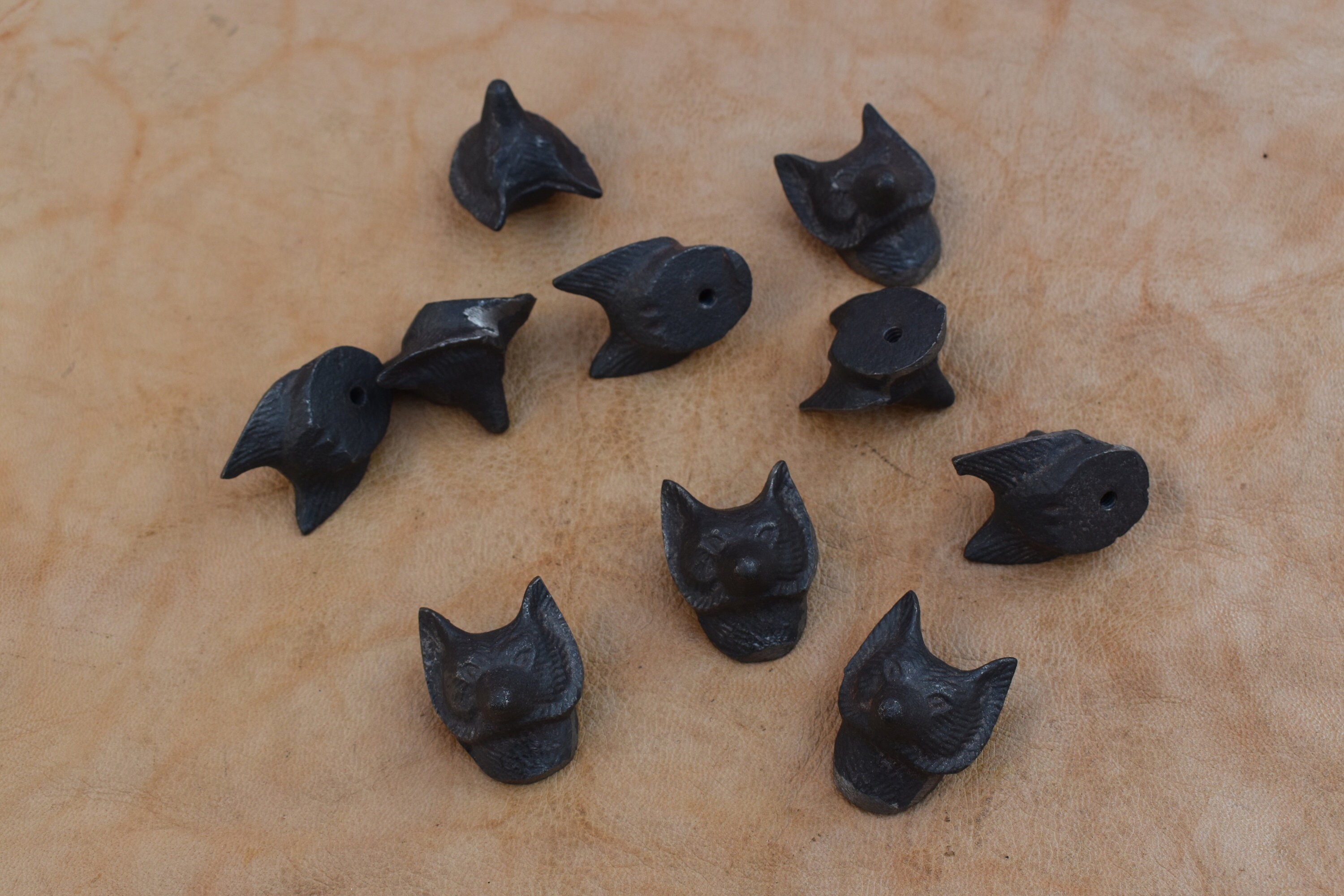 Vintage Cast Iron Knob Fox Wolf Face Shape Door Drawer Handle Cupboard ...