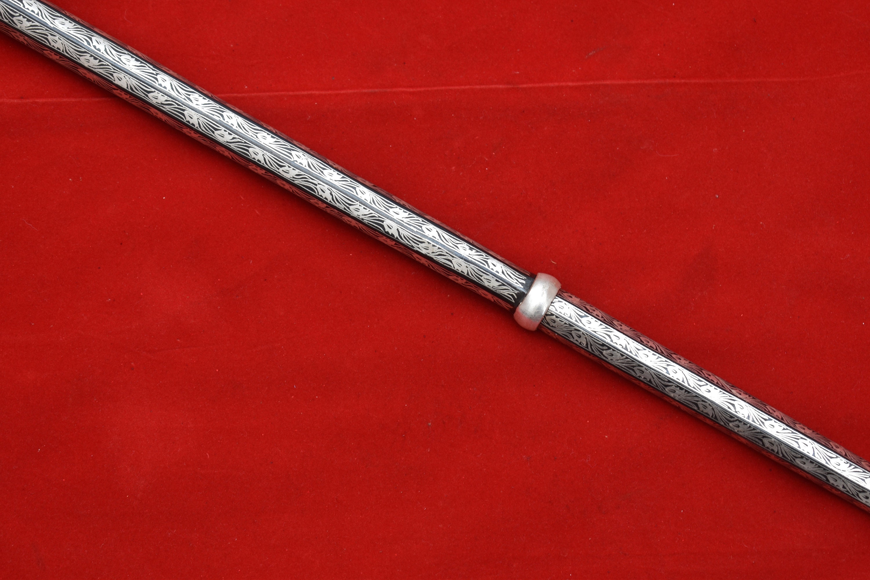 Vintage Indian Mughal Islamic Iron Silver Damascened Folding Walking ...