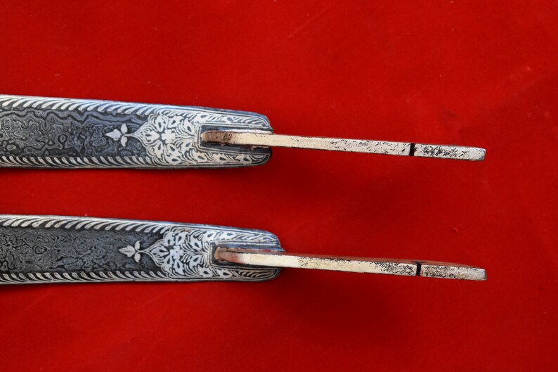 Vintage Mughal Islamic Silver Damascened Damascus Steel Bow Archery ...