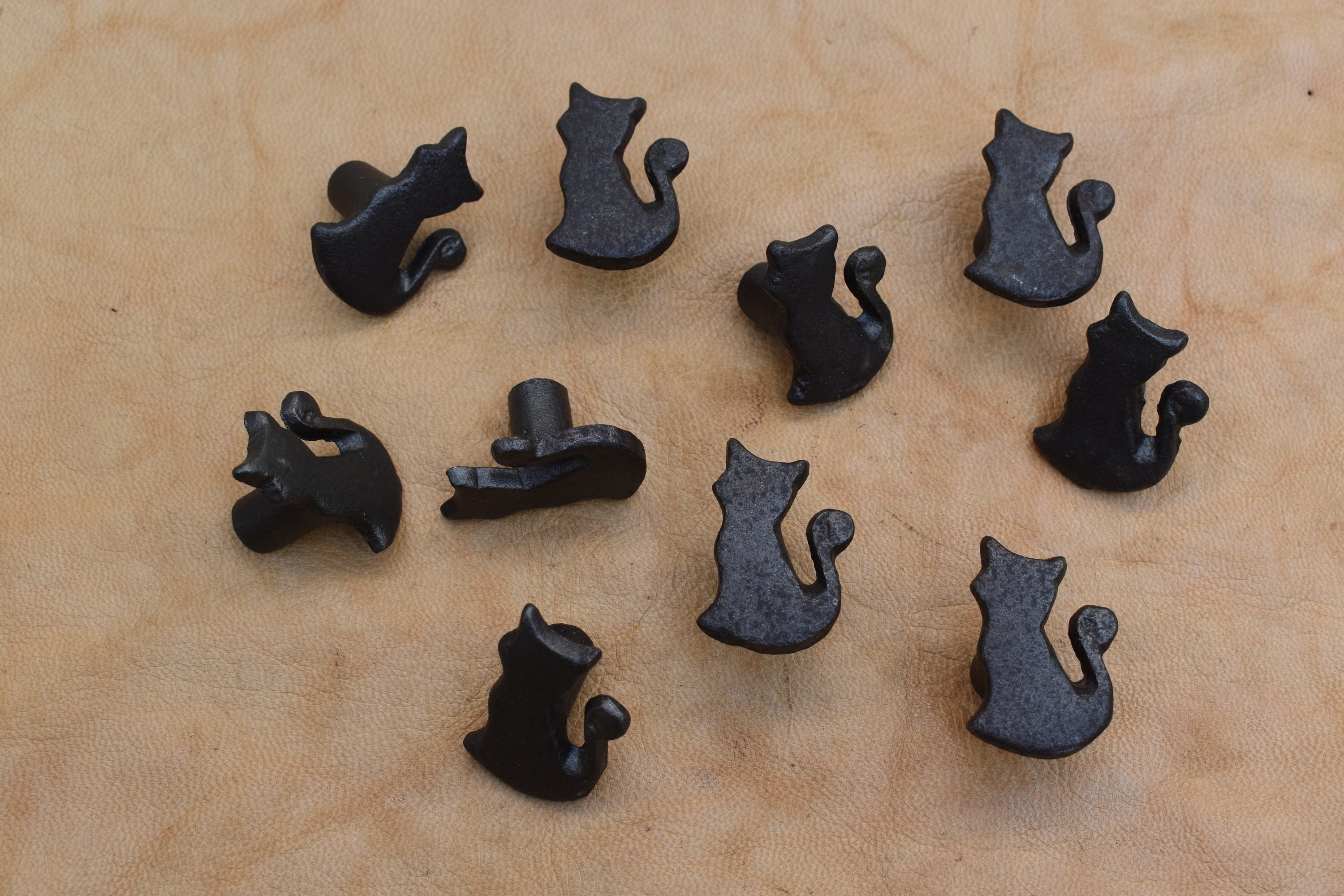 Vintage Cast Iron Knob Cat Shape Door Drawer Handle Cupboard Knobs ...