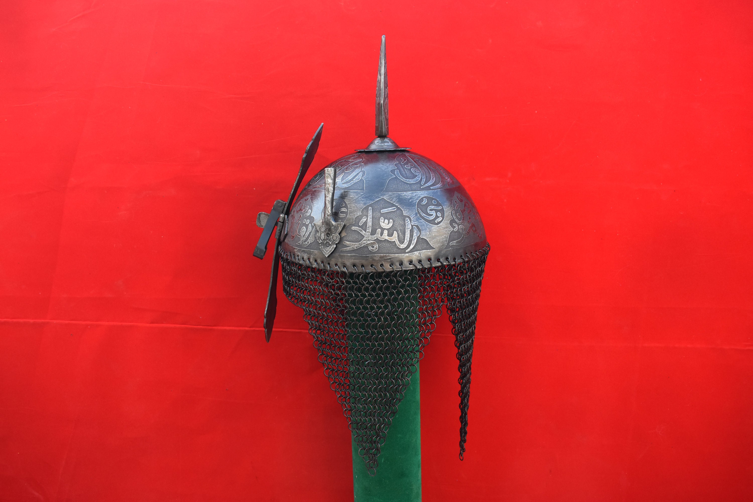 Vintage Mughal Islamic Iron Kufic Helmet Khula Khud Helmet Engraved ...