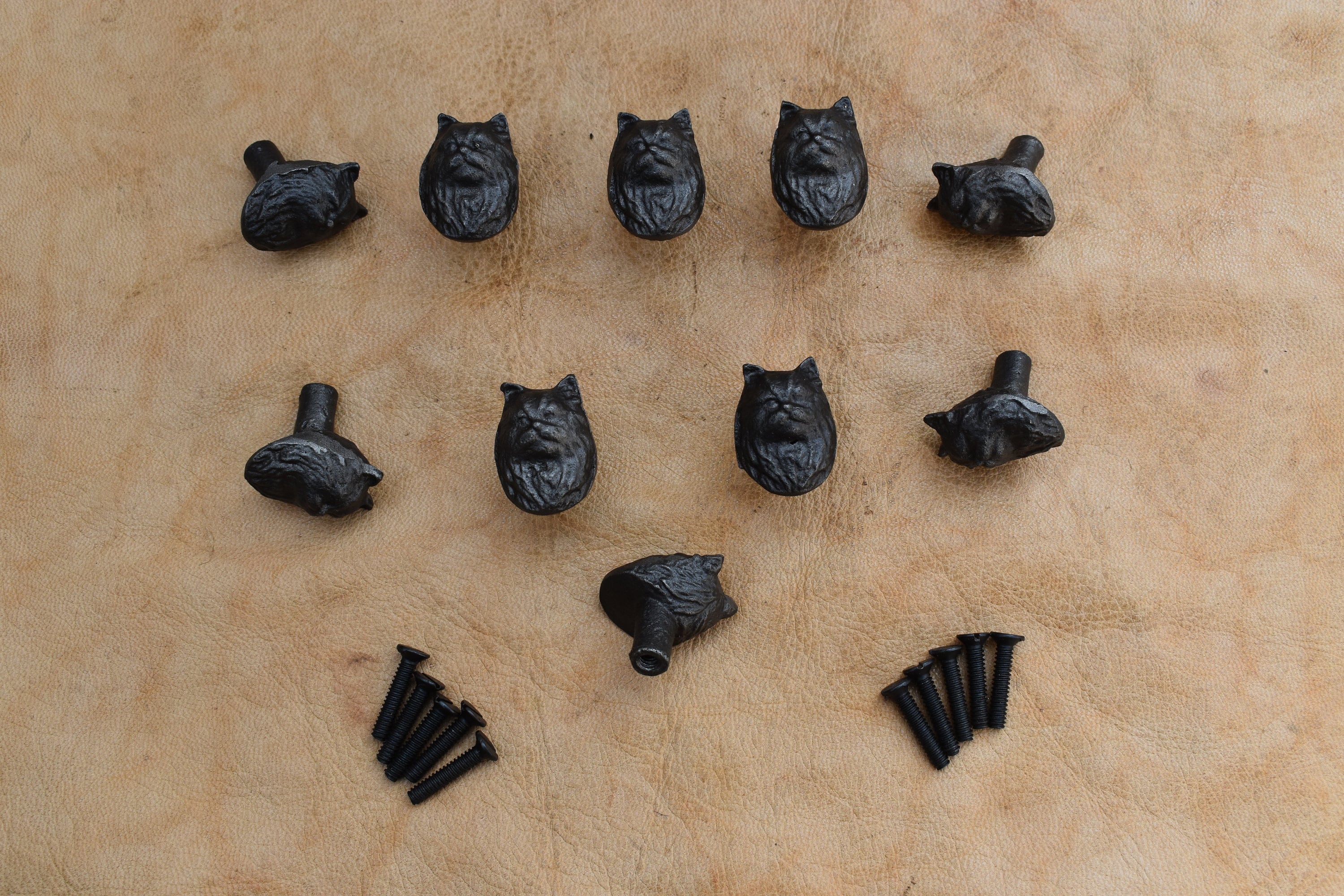 Vintage Cast Iron Knob Cat Face Shape Door Drawer Handle Cupboard Knobs ...