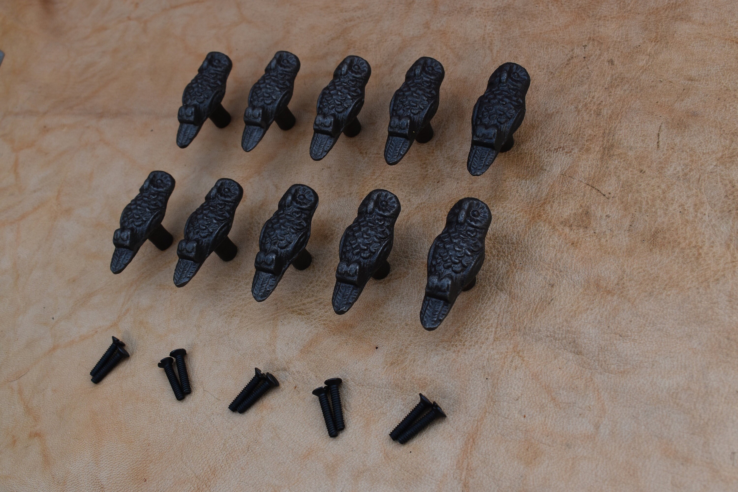 Cast Iron Door Knob Owl Shape Cabinet Dresser Drawer Pulls Handles ...