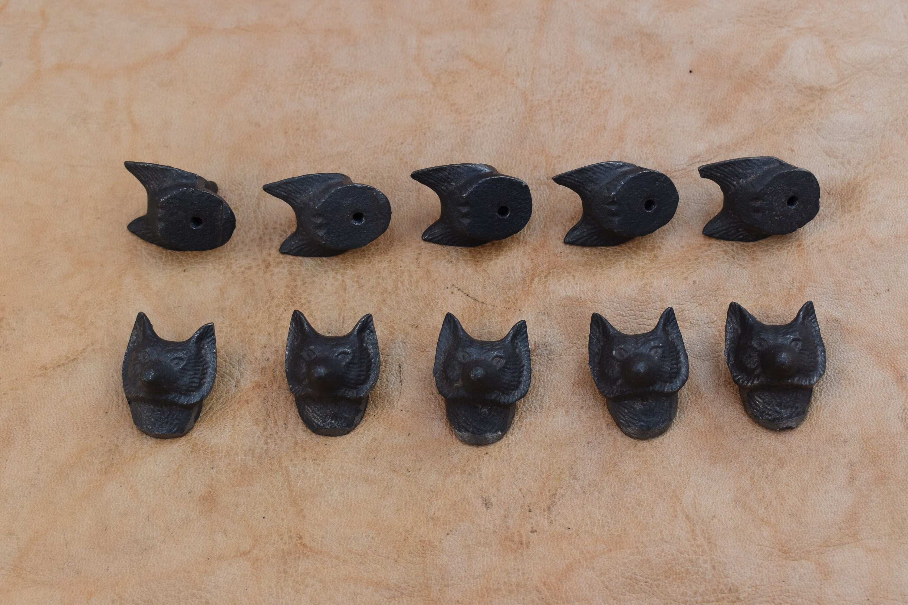 Vintage Cast Iron Knob Fox Wolf Face Shape Door Drawer Handle Cupboard ...