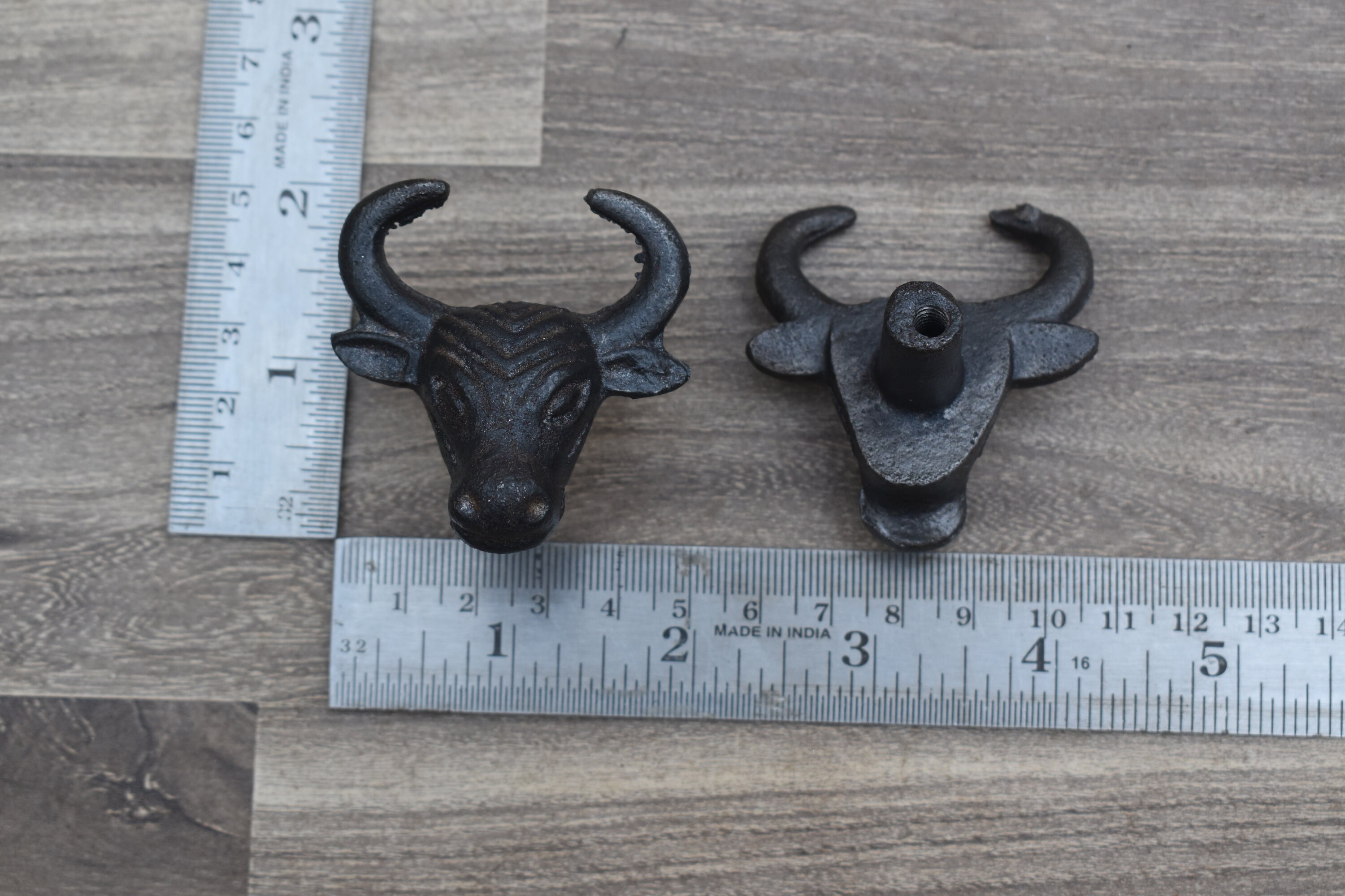 Vintage Type Cast Iron Cow Face Shape Knob Drawer Handle Cupboard Knobs ...