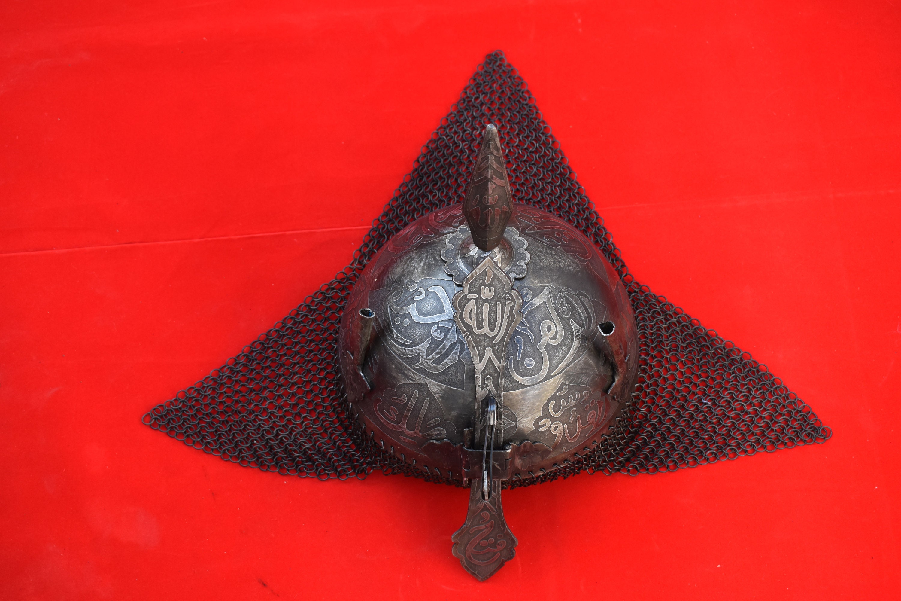 Vintage Mughal Islamic Iron Kufic Helmet Khula Khud Helmet Engraved ...