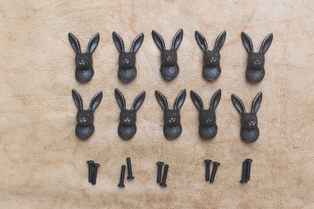 Vintage Type Cast Iron Rabbit Face Shape Knob Drawer Handle Cupboard ...
