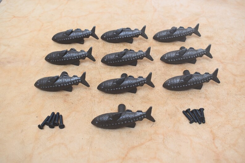 Vintage Cast Iron Fish Shape Knob Drawer Handle Cupboard Knobs Pull ...