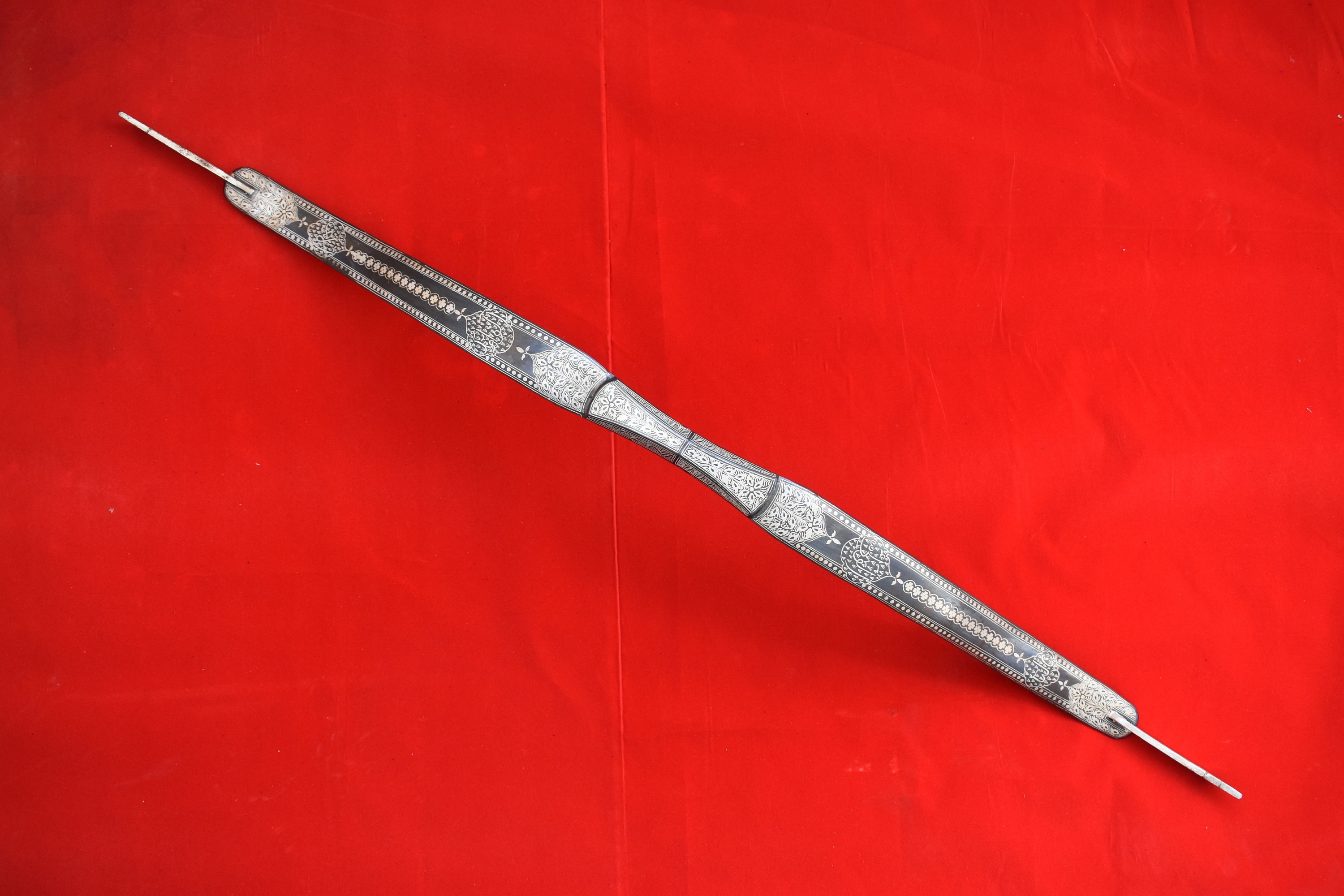 Vintage Mughal Islamic Silver Damascened Bow Archery Collectible ...