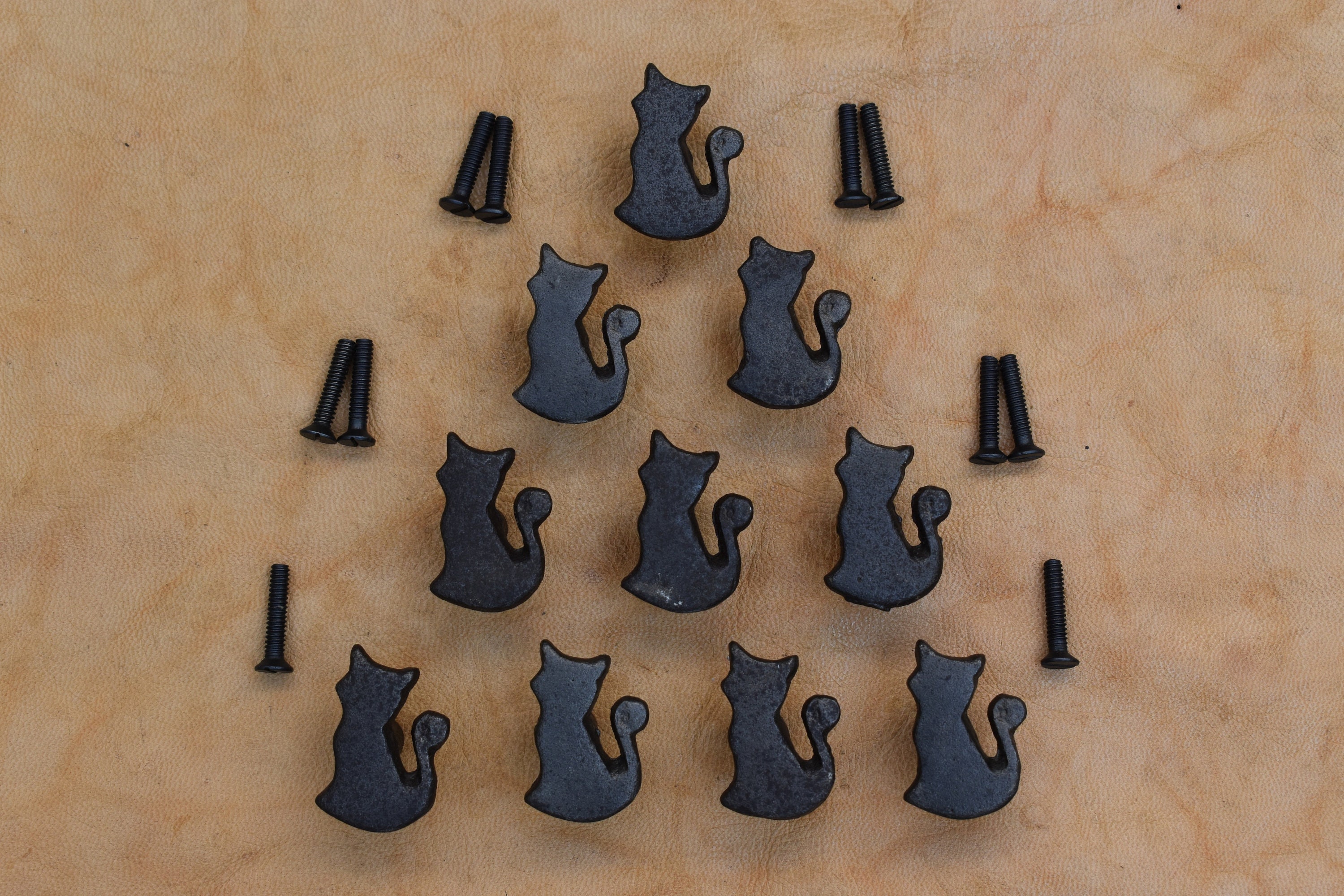 Vintage Cast Iron Knob Cat Shape Door Drawer Handle Cupboard Knobs ...