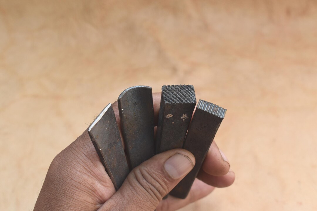 Vintage Blacksmith Handmade Iron Punch Stamp Die Hand Forged Tool 4 Pcs ...
