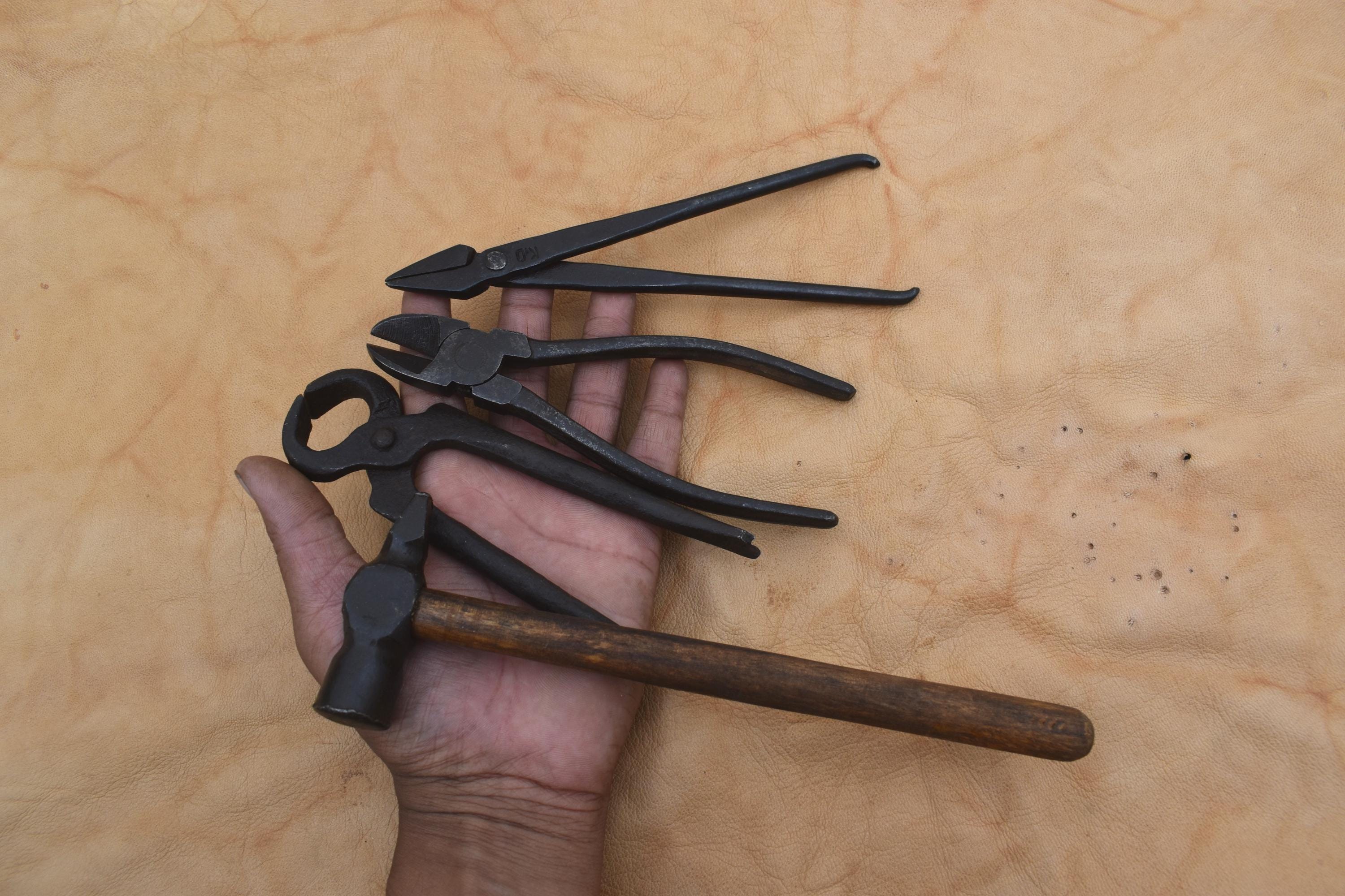Blacksmith Handmade Iron Hammer and Nippers Wood Working Tinsmith Tool ...