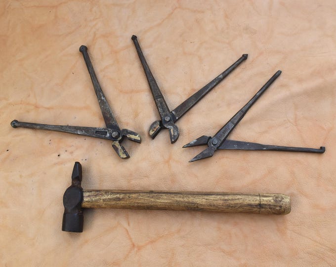 Blacksmith Handmade Iron Hammer and Nippers Wood Working Tinsmith Tool ...
