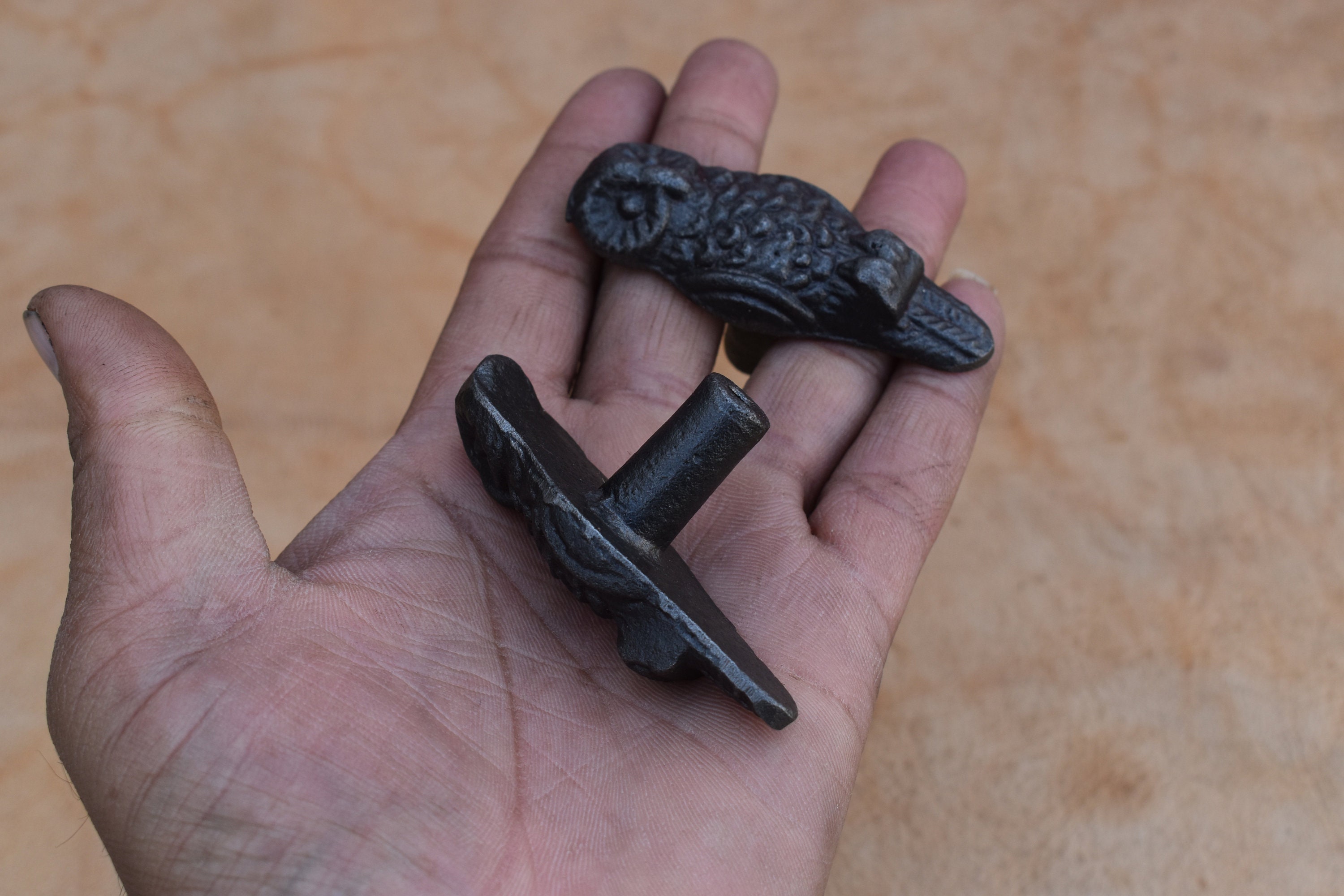 Cast Iron Door Knob Owl Shape Cabinet Dresser Drawer Pulls Handles ...