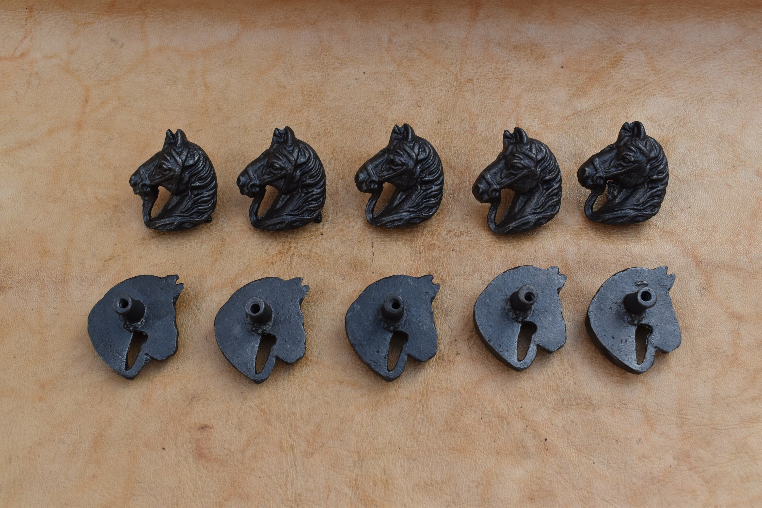 10 Pcs Vintage Cast Iron Knob Horse Face Shape Drawer Handle Cupboard ...