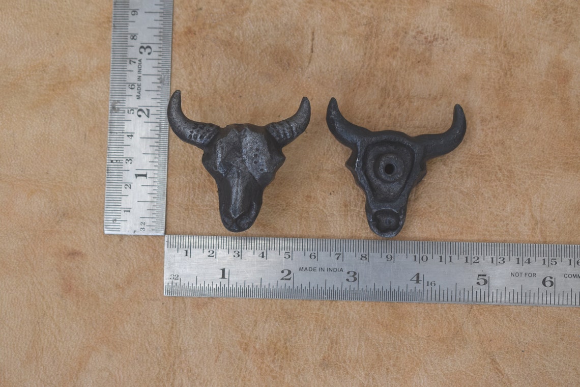 Vintage Type Cast Iron Cow Face Shape Knob Drawer Handle Cupboard Knobs ...