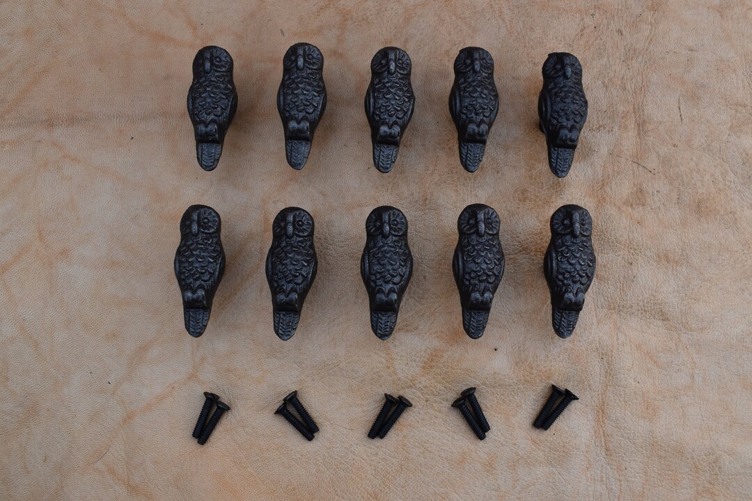 Cast Iron Door Knob Owl Shape Cabinet Dresser Drawer Pulls Handles ...