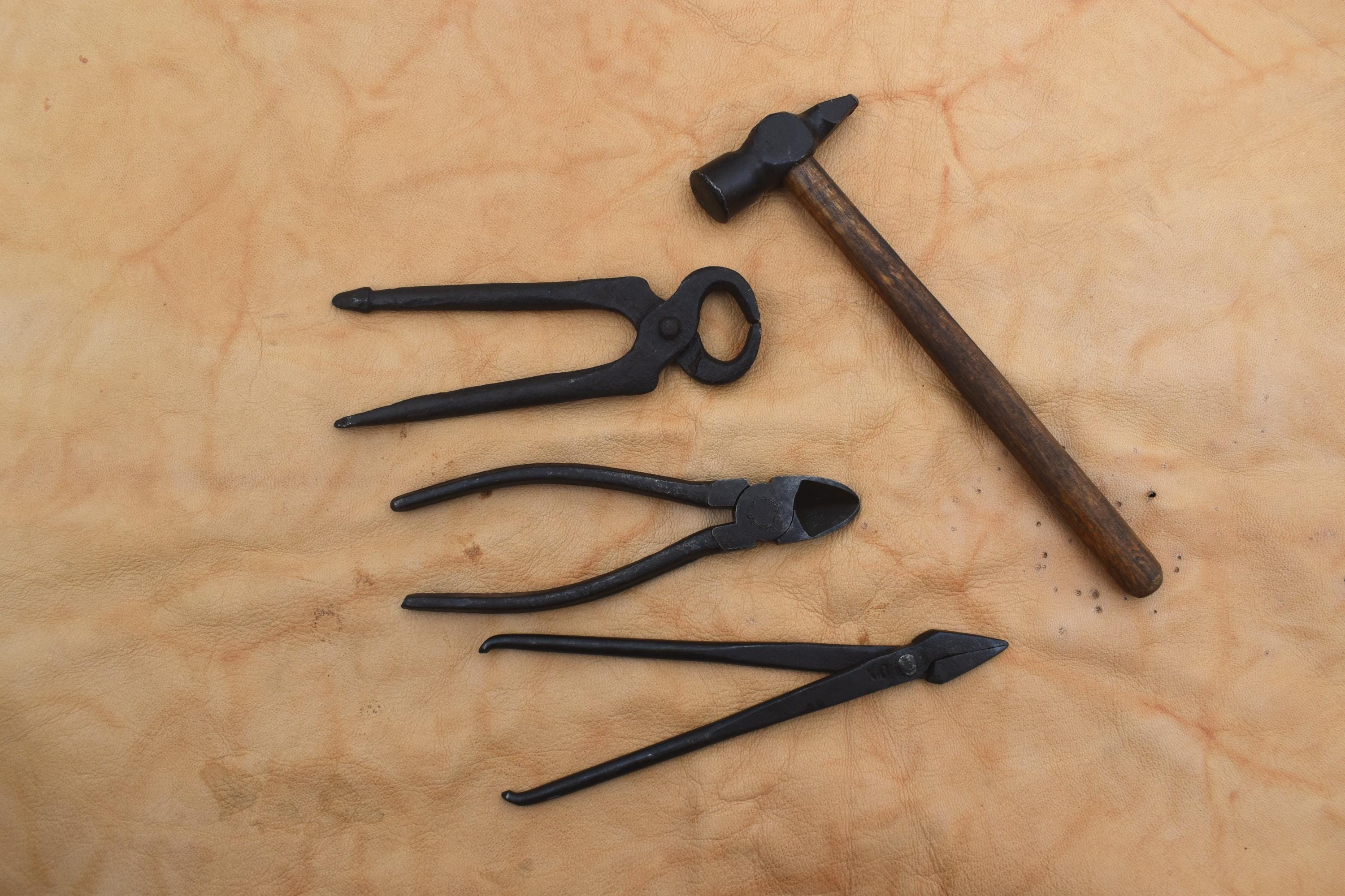 Blacksmith Handmade Iron Hammer and Nippers Wood Working Tinsmith Tool ...