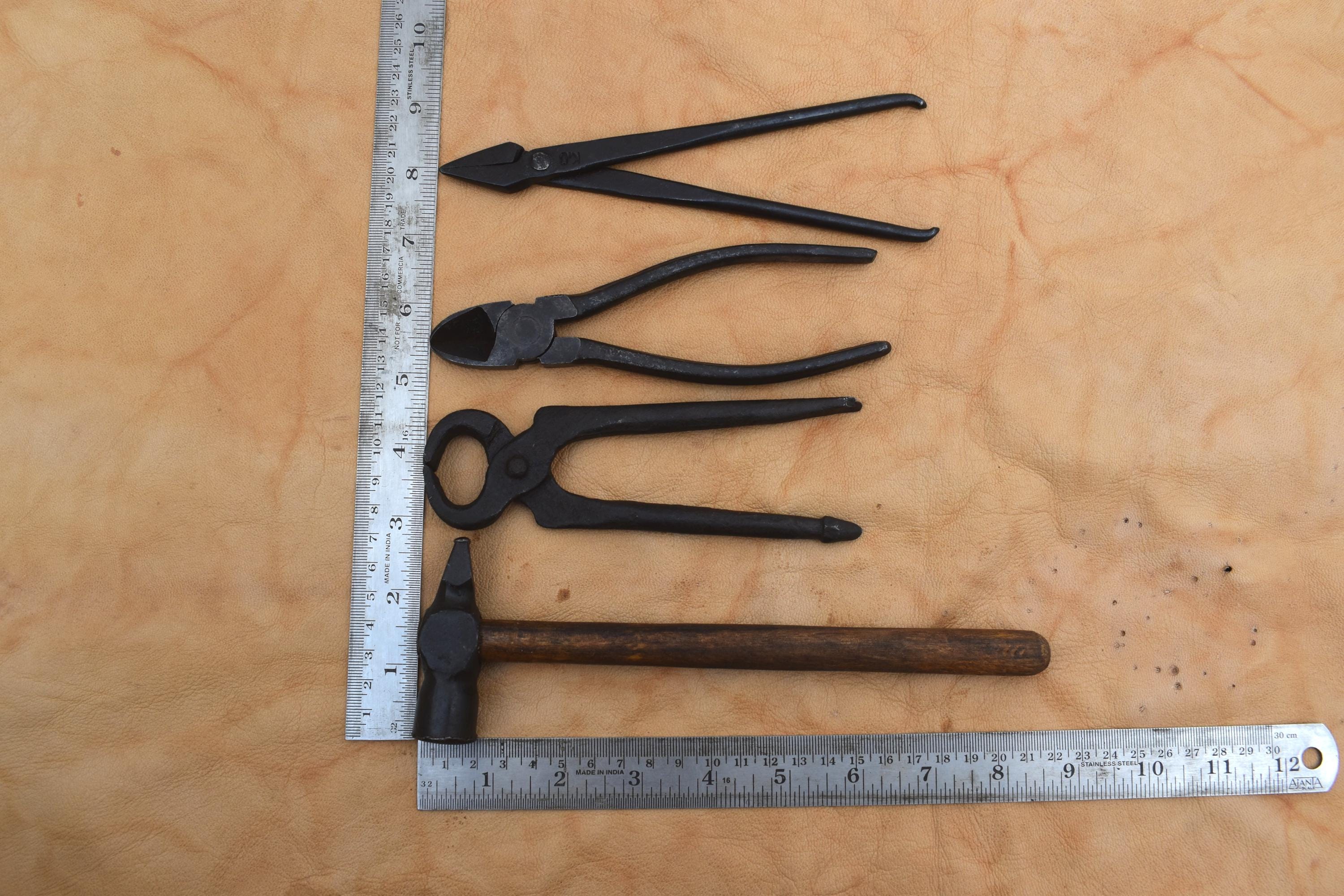 Blacksmith Handmade Iron Hammer and Nippers Wood Working Tinsmith Tool ...