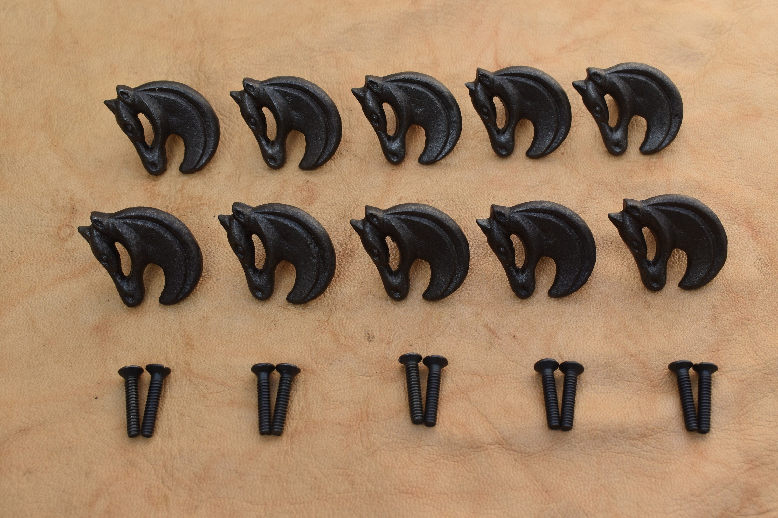 Vintage Cast Iron Knob Horse Face Shape Drawer Handle Cupboard Knobs 10 ...