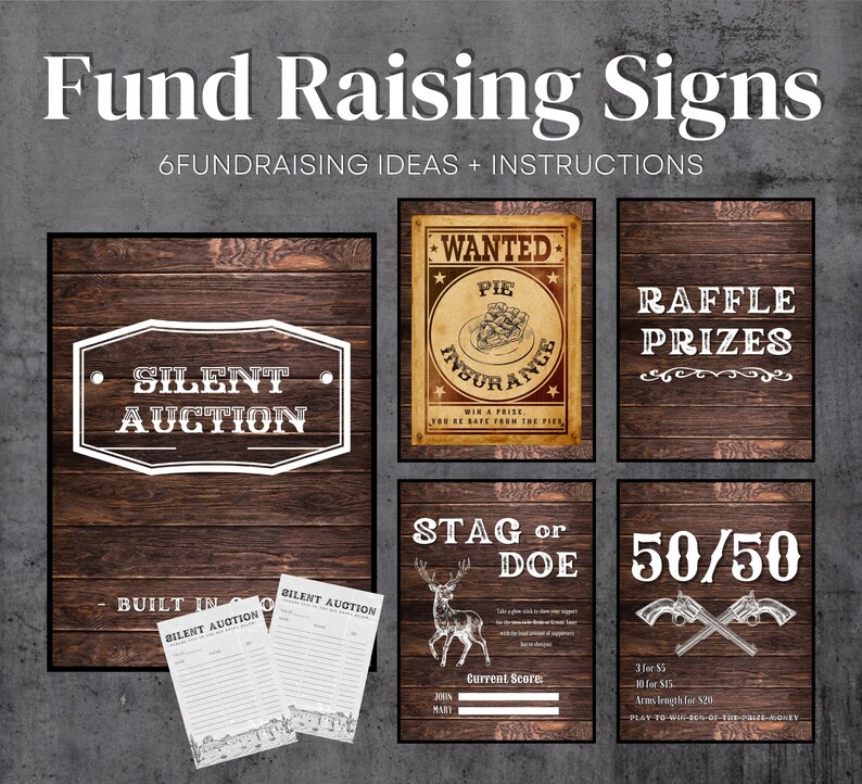 Stag and Doe GAMES Editable Sign Bundle Western Themed Jack and Jill ...