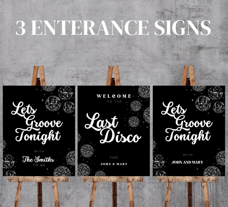 Stag and Doe Editable Sign Bundle Disco Theme Jack and Jill Wedding ...