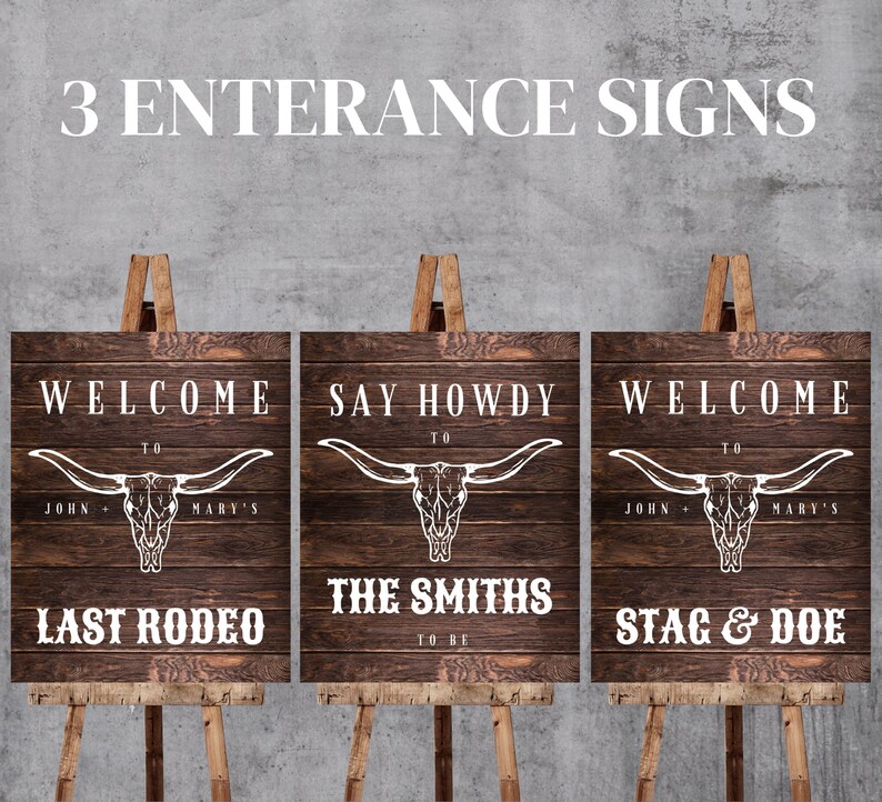 Stag and Doe Editable Sign Bundle Jack and Jill Wedding Signs Western ...