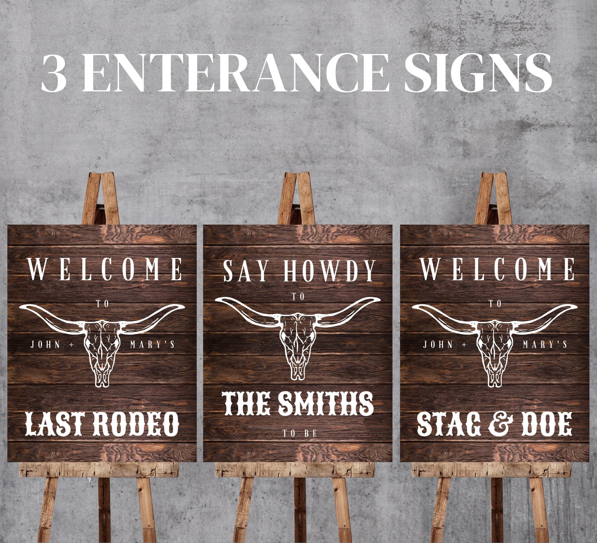Stag and Doe Editable Sign Bundle Jack and Jill Wedding Signs Western ...