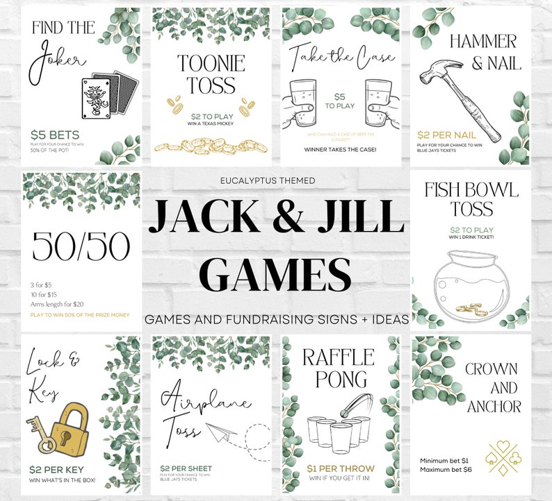 Jack and Jill Games Editable Sign Bundle Stag and Doe Wedding Event ...