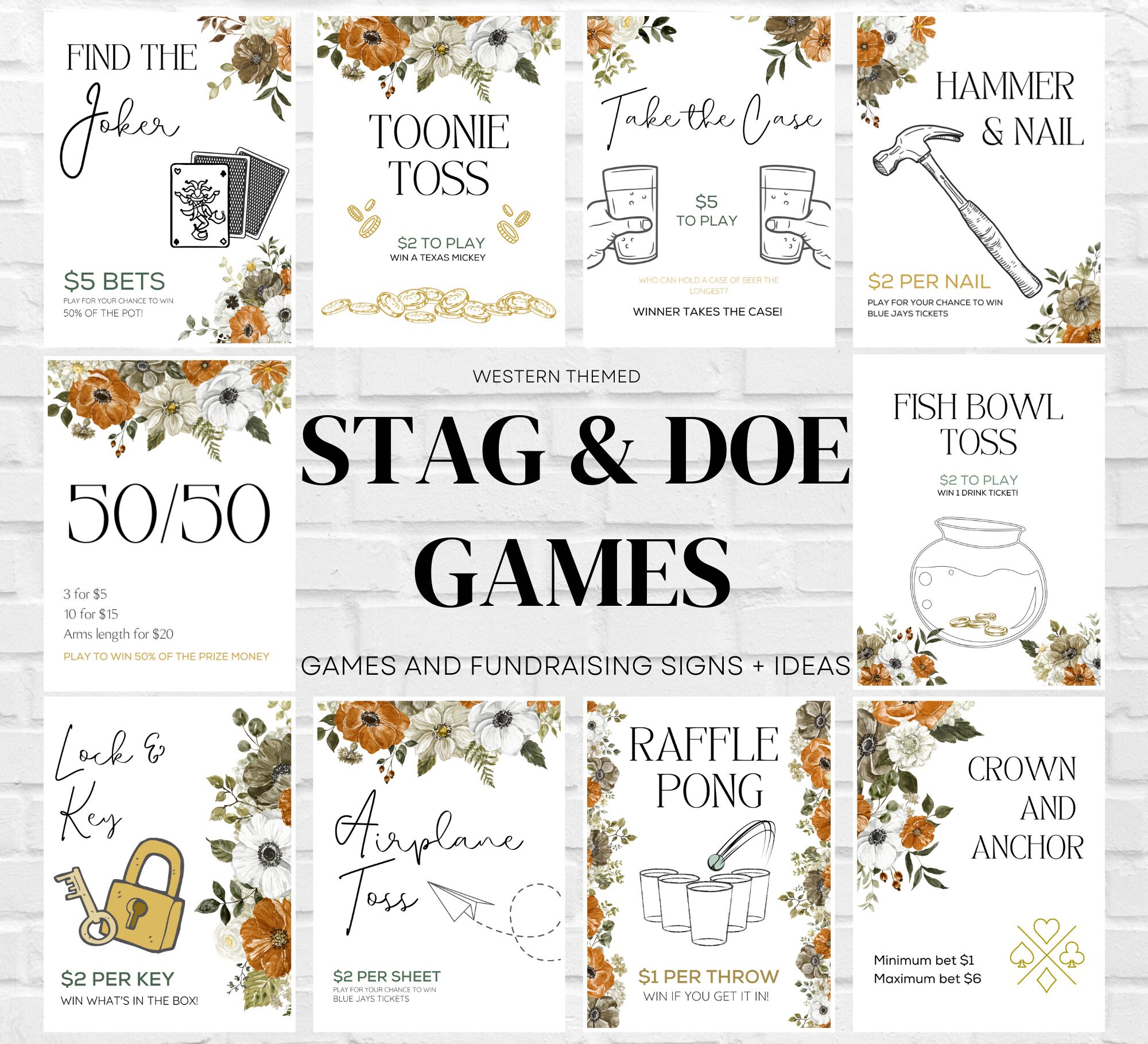 Jack and Jill Games Editable Sign Bundle Stag and Doe Wedding Event ...