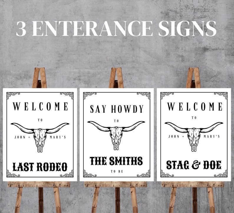 Stag and Doe Editable Sign Bundle Black and White Western Theme Jack ...