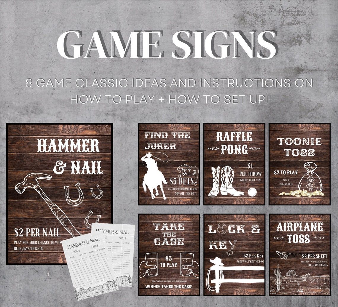 Stag and Doe GAMES Editable Sign Bundle Western Themed Jack - Etsy