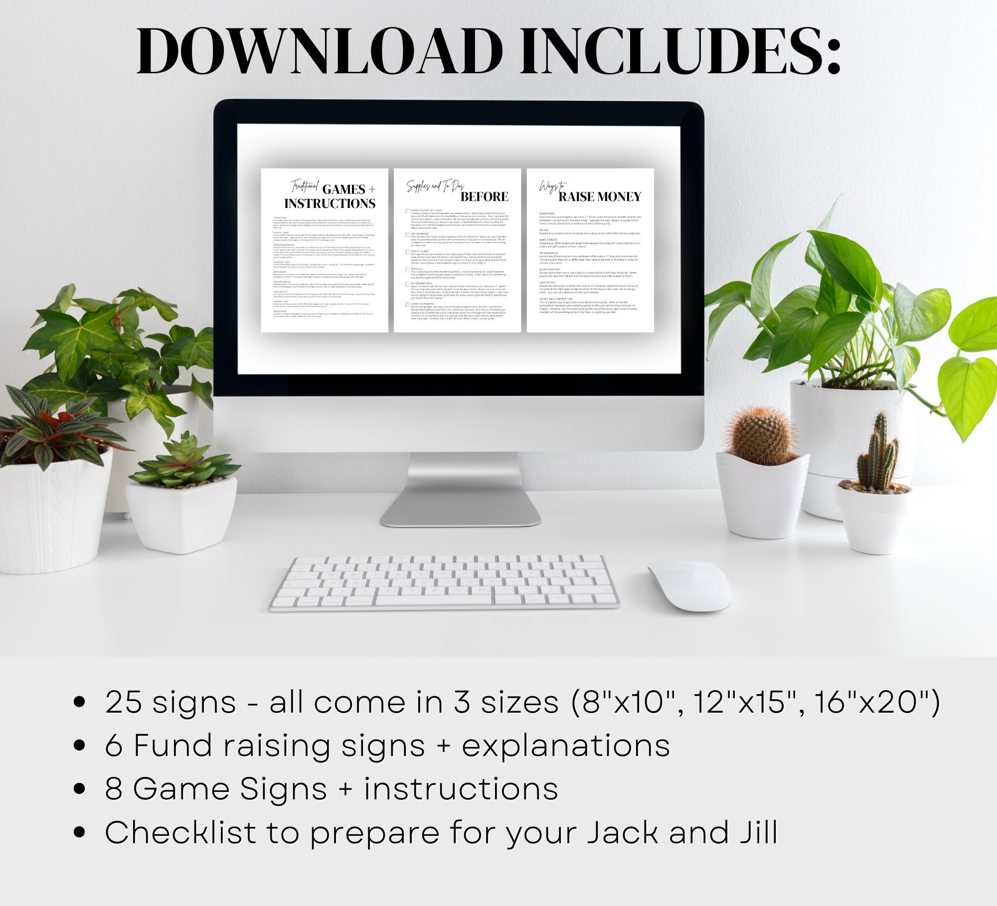 Jack and Jill Editable Sign Bundle Stag and Doe Wedding Signs White and ...