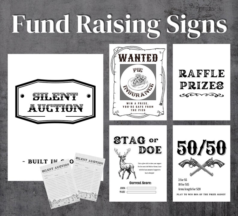 Stag and Doe Editable Sign Bundle Black and White Western Theme Jack ...