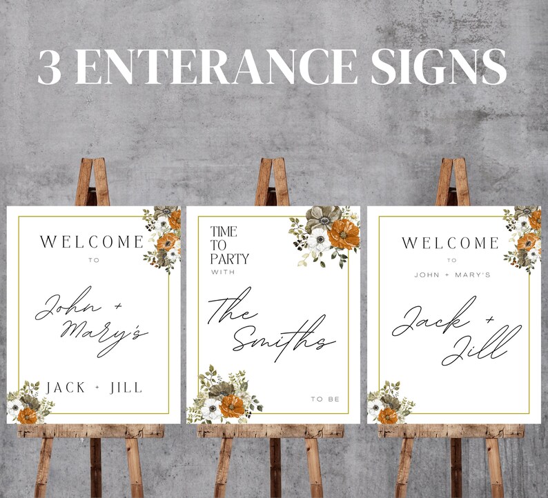Jack and Jill Editable Sign Bundle Stag and Doe Wedding Signs Fall ...
