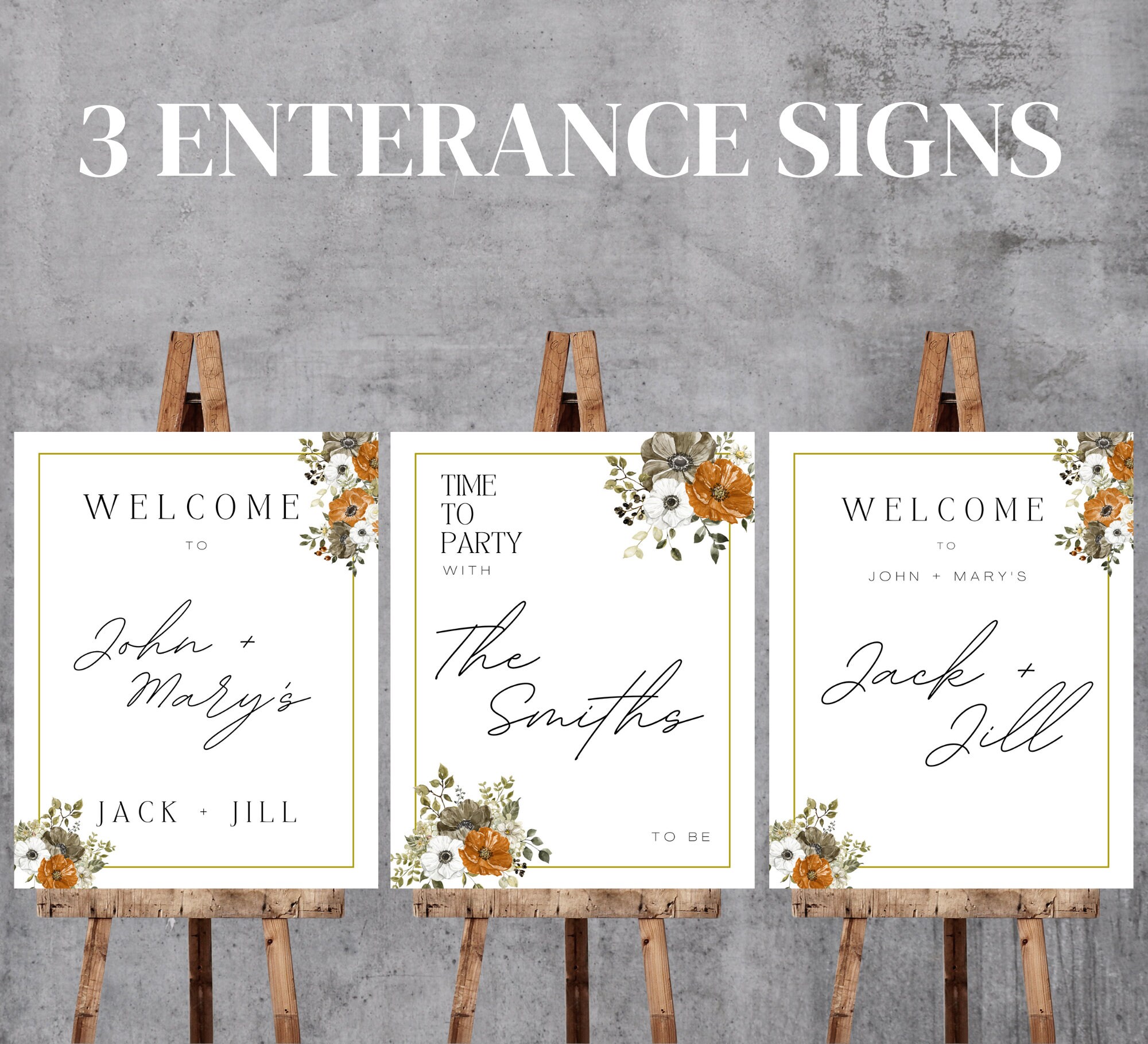 Jack and Jill Editable Sign Bundle Stag and Doe Wedding Signs Fall ...