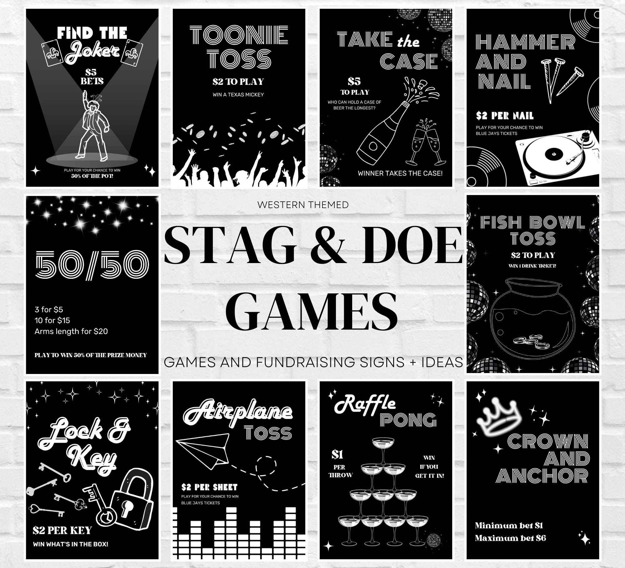 Jack and Jill Games Editable Sign Bundle Stag and Doe Wedding Event ...