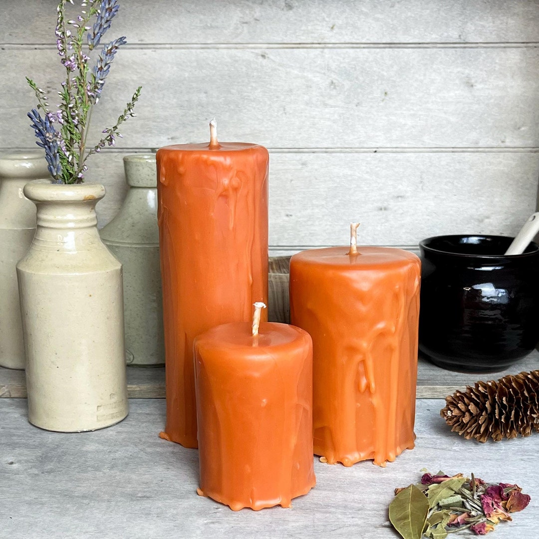 Rosehip Pillar Candle Set Autumn-fall Taverncore Chunky Beeswax Candles ...