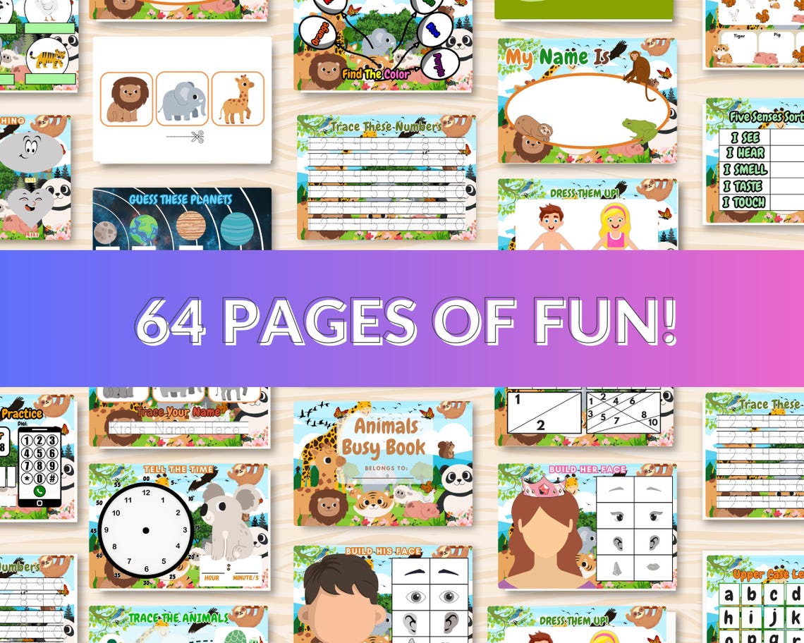 Editable Animal -themed Busy Book for Kids | Printable Preschool ...