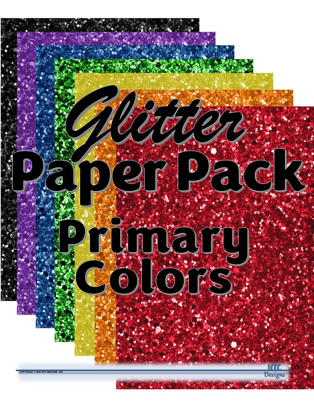 Primary Colors Glitter Paper Pack – Paper for Junk Journals ...