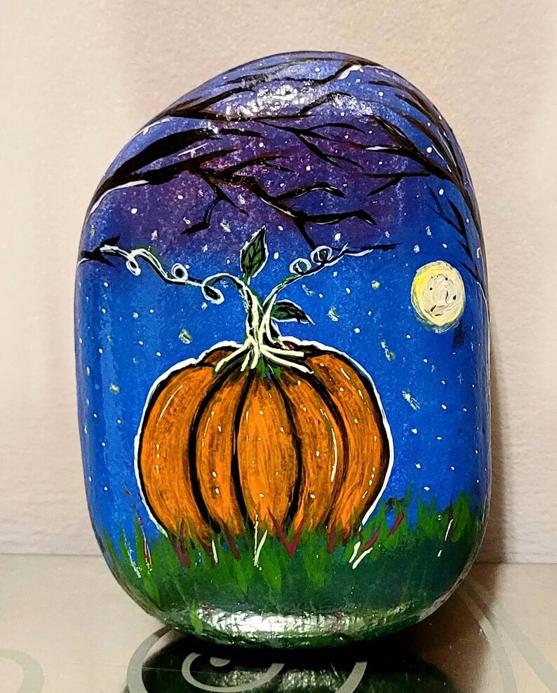Handpainted Pumpkin Rock Art - Etsy