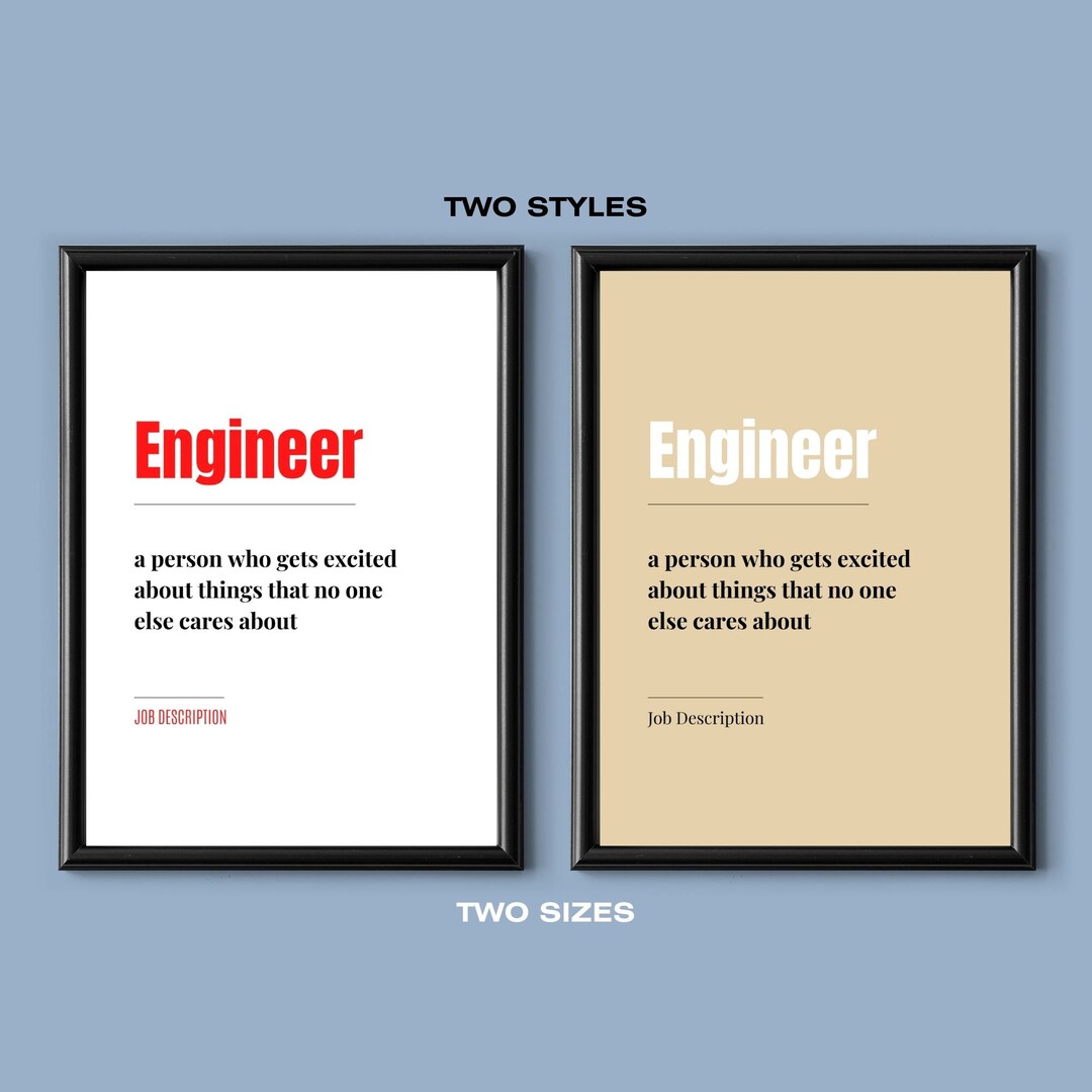 ENGINEER Funny Job Description PRINTABLE Wall Art DIGITAL - Etsy